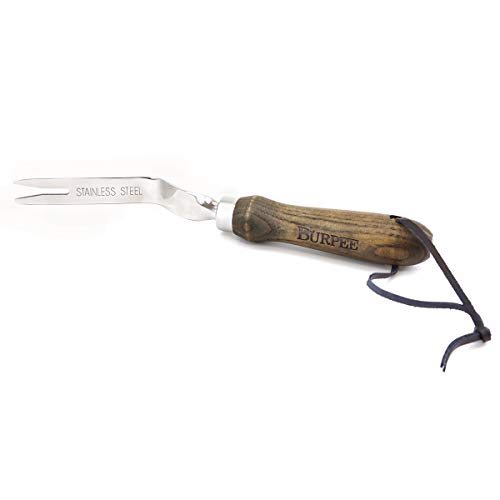 Burpee 12" Stainless Steel Weeder | Durable Long Lasting Garden Tool | Leather Wrist Strap 5" Handle, 10 Year Warranty