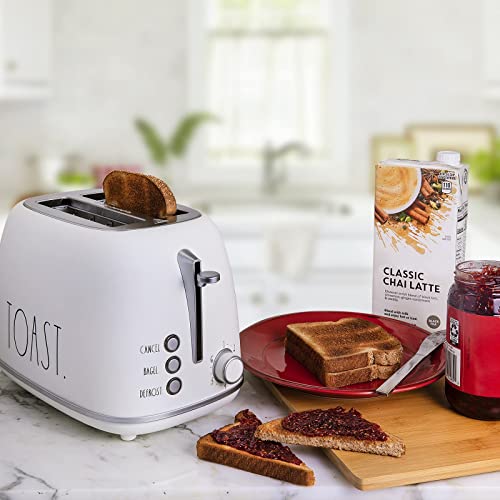 Rae Dunn Retro Rounded Bread Toaster, 2 Slice Stainless Steel Toaster with Removable Crumb Tray, Wide Slot with 6 Browning Levels, Bagel, Defrost and Cancel Options (Cream)