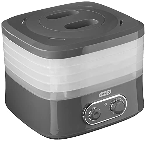 DASH DEHY100GY SmartStoreâą Compact Electric Food Dehydrator Machine with 5 Stackable BPA Free Trays + Temperature Controls for Fruit, Vegetables, Herbs, Nuts, Jerky, and other Healthy Snacks - Gray