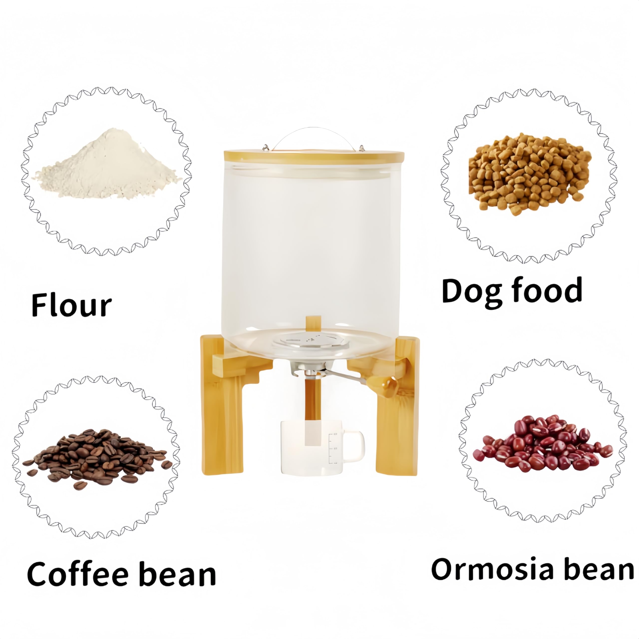 Rice Storage Container, Sealed 10 Lb Dry Food Grain Storage Container Rice Dispenser Portable Handle with Sprue for Flour Pasta Cereal and Baked Pet Dog and Cat Food Containers