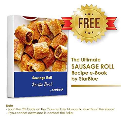 Sausage Roll Maker by StarBlue with FREE Recipe ebook β Make 4 Quick and Delicious Breakfast Sausage Rolls and Snacks in Minutes AC120V 60Hz 850W