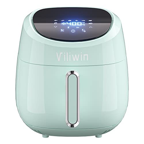 VILIWIN Air Fryer 4.5 QT Digital Air Fryer Cooker 8 Preset Menus AirFryer Hot Air Fryer with Auto Shut Off 30 Minute Timer Adjustable Temperature Control Nonstick Tray 1400W Air Fryer Blue