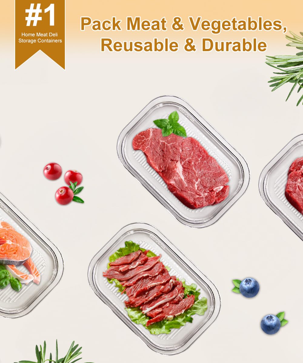 OHWATC Deli Meat Container for Fridge Airtight Lunch Meat Storage Boxes For Refrigerator Bacon Stackable Food Storage Boxes With Lid Meal Prep Containers For Cold Cuts BPA-Free (1 Lid, 1Pcs)