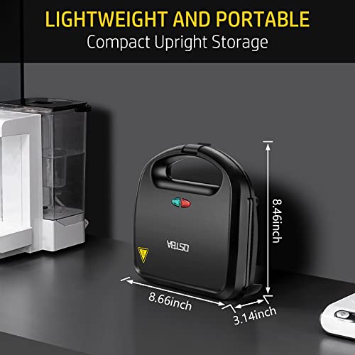 OSTBA Sandwich Maker, Toaster and Electric Panini Press with Non-stick plates, LED Indicator Lights, Cool Touch Handle, Black