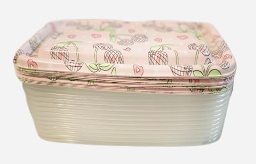 COOK WITH COLOR 24 PIECE PLASTIC RECTANGULAR FOOD CONTAINERS, 12 LIDS & 12 CONTAINERS CAPACITY 33.8 OZ (1L) 9 X 6 X 2 (CHERRIES)