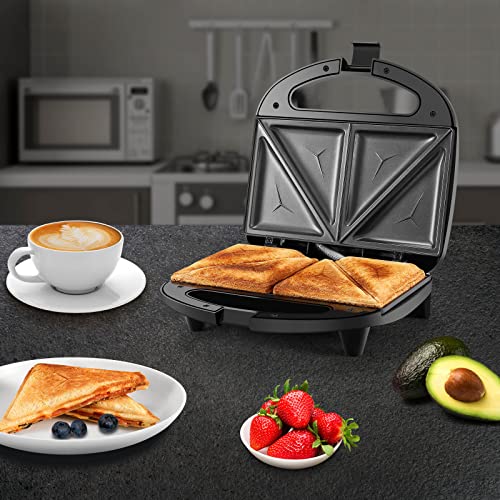 OSTBA Sandwich Maker, Toaster and Electric Panini Press with Non-stick plates, LED Indicator Lights, Cool Touch Handle, Black