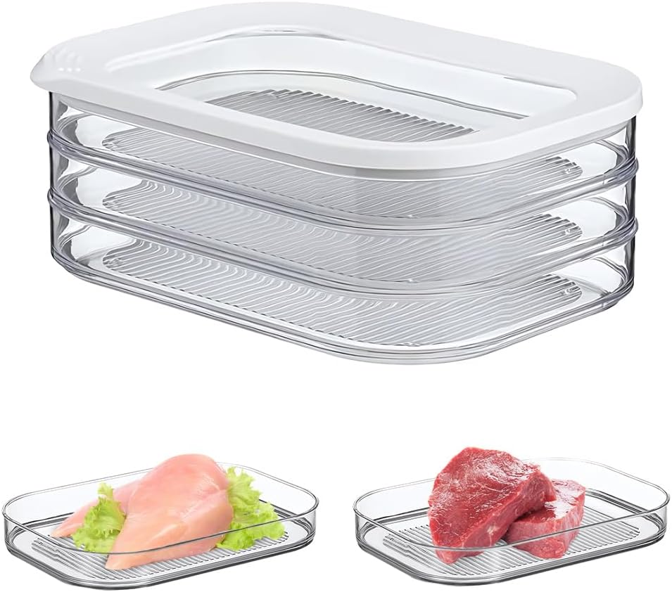 OHWATC Deli Meat Container for Fridge Airtight Lunch Meat Storage Boxes For Refrigerator Bacon Stackable Food Storage Boxes With Lid Meal Prep Containers For Cold Cuts BPA-Free (1 Lid, 1Pcs)