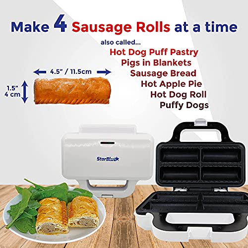 Sausage Roll Maker by StarBlue with FREE Recipe ebook β Make 4 Quick and Delicious Breakfast Sausage Rolls and Snacks in Minutes AC120V 60Hz 850W