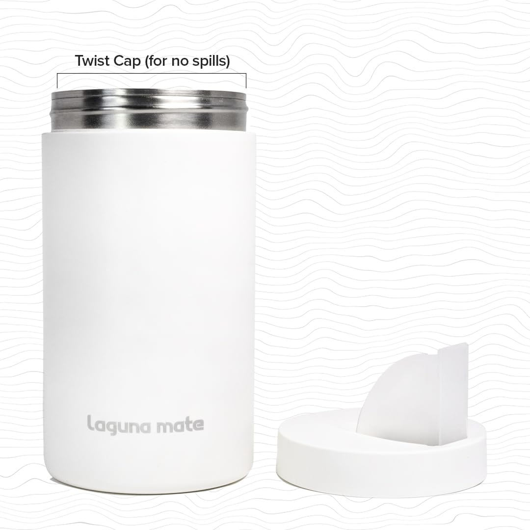 Laguna Mate Yerbero Yerba Mate Container with Easy to Open Twist Cap and Pour Spout - Container for Sugar and Coffee Dispenser - Yerbero Para Mate - Yerbera de Mate (White)