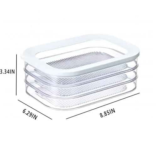 Sufeasdf Bacon Storage Container For Fridge,Deli Storage,Stackable Lunch Meat Storage,Ham And Cheese Container For Fridge-Cold Storage With Lid. (White B 8.8 * 6.3 * 3.4)