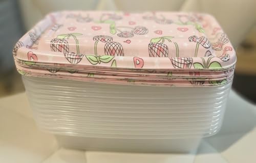 COOK WITH COLOR 24 PIECE PLASTIC RECTANGULAR FOOD CONTAINERS, 12 LIDS & 12 CONTAINERS CAPACITY 33.8 OZ (1L) 9 X 6 X 2 (CHERRIES)