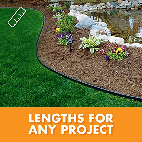 EasyFlex Pound-in Landscape Edging with Anchoring Stakes, 4.5 in. Straight Top Plastic Garden Border, 20 Foot Kit, Black, (3500-20C-3)