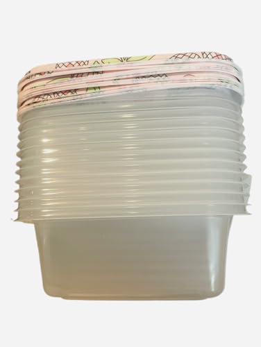 COOK WITH COLOR 24 PIECE PLASTIC RECTANGULAR FOOD CONTAINERS, 12 LIDS & 12 CONTAINERS CAPACITY 33.8 OZ (1L) 9 X 6 X 2 (CHERRIES)