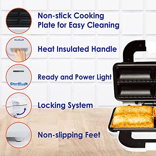 Sausage Roll Maker by StarBlue with FREE Recipe ebook β Make 4 Quick and Delicious Breakfast Sausage Rolls and Snacks in Minutes AC120V 60Hz 850W