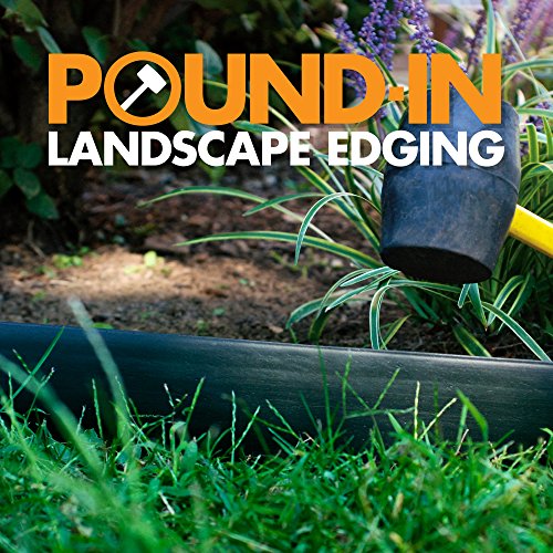 EasyFlex Pound-in Landscape Edging with Anchoring Stakes, 4.5 in. Straight Top Plastic Garden Border, 20 Foot Kit, Black, (3500-20C-3)