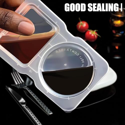 30PCS Double Compartment Condiment Containers with Lids, Portable Reusable Sauce Container Dressing Containers with Lids for Dip, Condiment, Sauce, Sampling and Travel Snacks