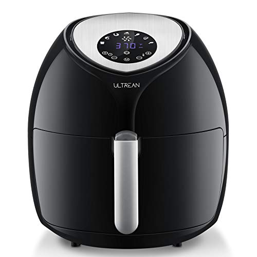 Ultrean Air Fryer 6 Quart , Large Family Size Electric Hot Airfryer XL Oven Oilless Cooker with 7 Presets, LCD Digital Touch Screen and Nonstick Detachable Basket,UL Certified,1700W (Black)