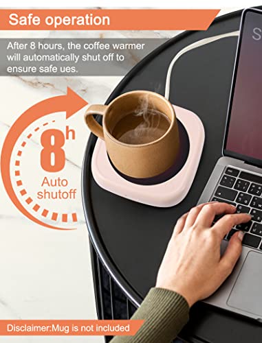 Otspove Coffee Mug Warmer - Mug Warmer for Desk with 2 Temperature Settings, Electric Coffee Cup Warmer, Auto Shut Off Coffee Warmer Pink