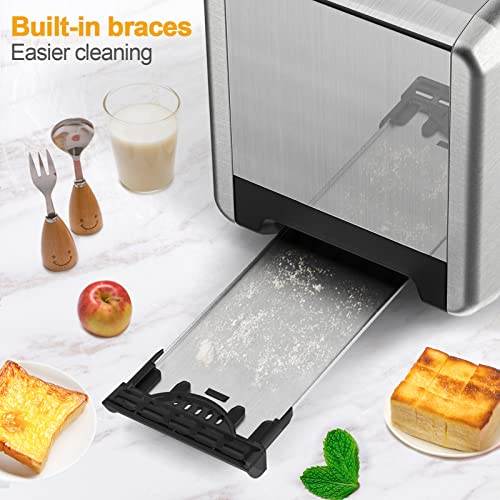 Toasters 2 Slice Best Rated Prime, whall Stainless Steel,Bagel Toaster - 6 Bread Shade Settings,Bagel/Defrost/Cancel Function,1.5in Wide Slots,Removable Crumb Tray,for Various Bread Types (850W)