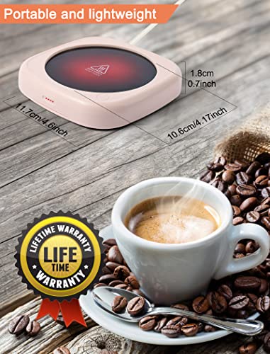 Otspove Coffee Mug Warmer - Mug Warmer for Desk with 2 Temperature Settings, Electric Coffee Cup Warmer, Auto Shut Off Coffee Warmer Pink