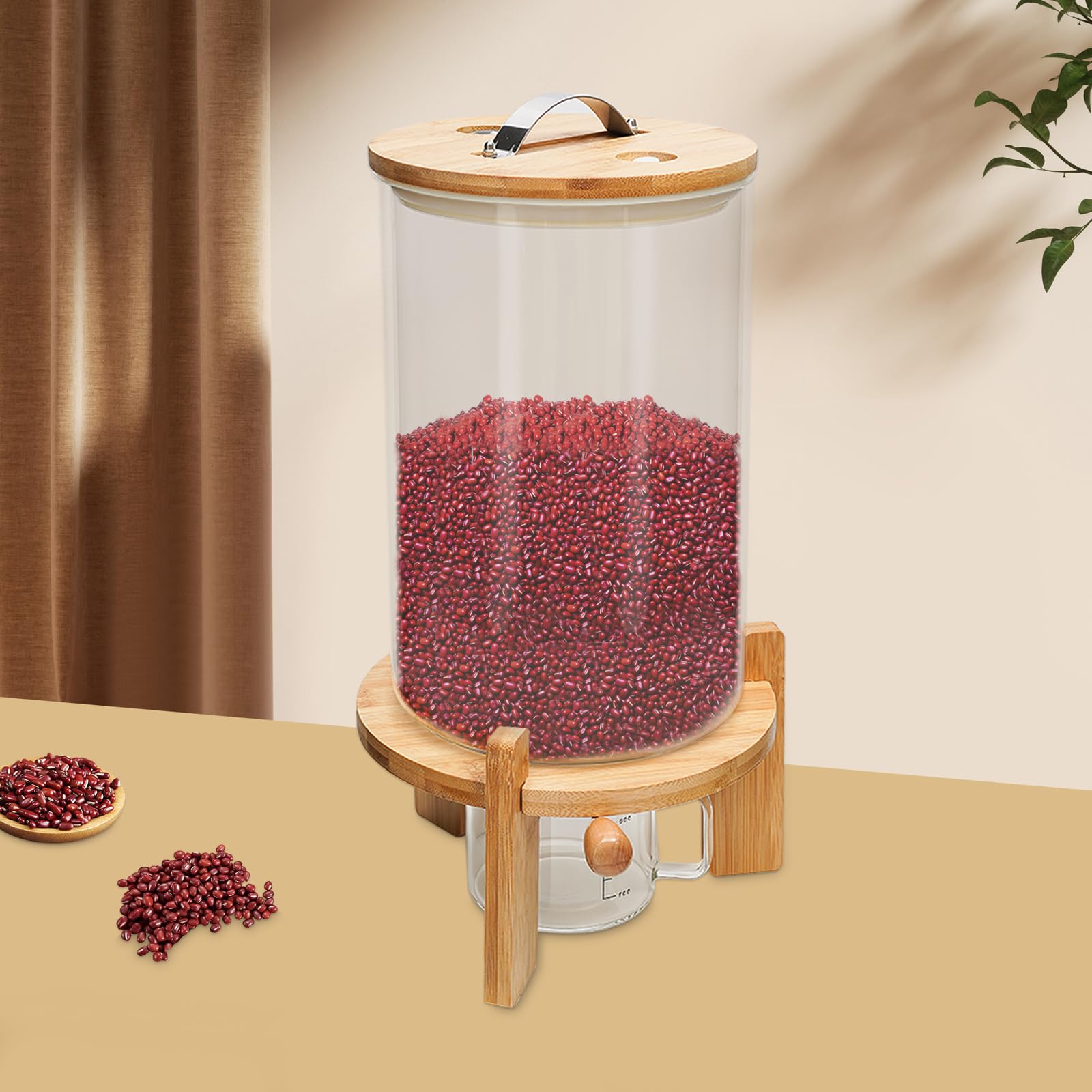 Miscellaneous Food Storage Tanks, Dry Food Dispenser with Control Glass, Airtight Food Grain Storage Container Rice Dispenser Creative Glass Food Storge Container for Kitchen Pantry Store (7.5L)