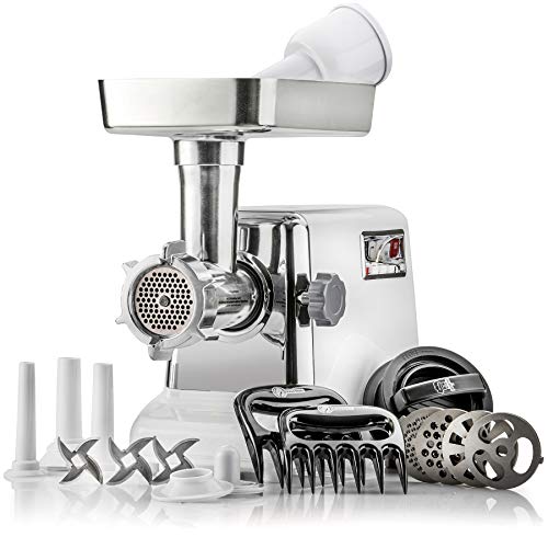 STX International Turboforce 3000 Heavy Duty 5-In-1 Powerful Size #12 Electric Meat Grinder ⢠3 Lb High Capacity Meat Tray ⢠Sausage Stuffer (3 Sizes) ⢠Kubbe Maker ⢠Burger/Slider Maker ⢠Meat Claws