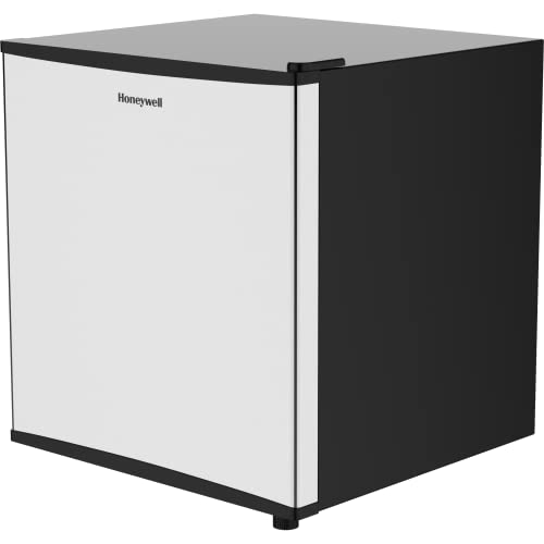 Honeywell Compact Refrigerator 1.6 Cu Ft Mini Fridge with Freezer, Single Door, Low noise, for Bedroom, Office, Dorm with Adjustable Temperature Settings, Stainless Steel