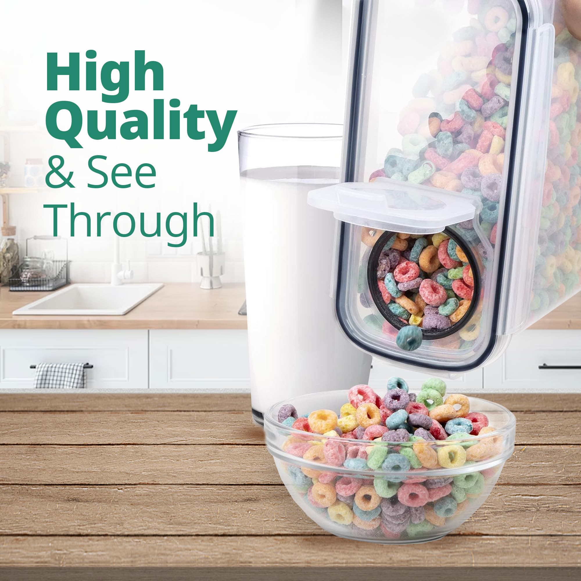 SirContainers Cereal Containers Storage - 4 Pack Airtight Food Storage Containers Large Cereal Dispenser 4 Liter Plastic Storage Containers with Lids