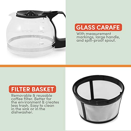 Elite Gourmet Maxi-Matic Automatic Brew & Drip Coffee Maker with Pause N Serve Reusable Filter, On/Off Switch, Water Level Indicator, 5 Cup Capacity, Black, (EHC-5055#)