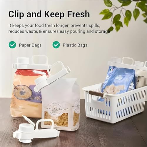 Curject Food Bag Sealing Clip with Pour Spout, Minimalist Style, Food Clip, 6.7"L x 1.1"W x 2.3"H