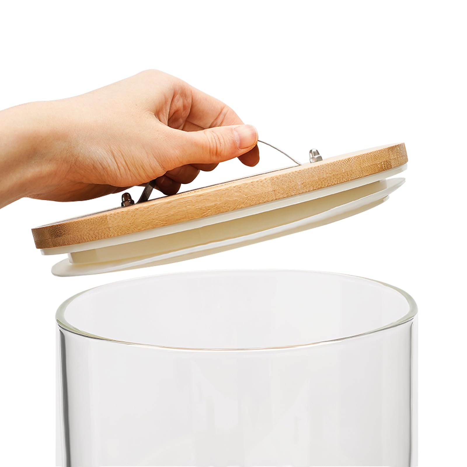 JUOPTGJ Cereal Storage Dispenser,Rice/Grain Dry Food Glass Container, Beans Storage Glass Tank With Valve,Home Flour Cereal Container with Bamboo Stand