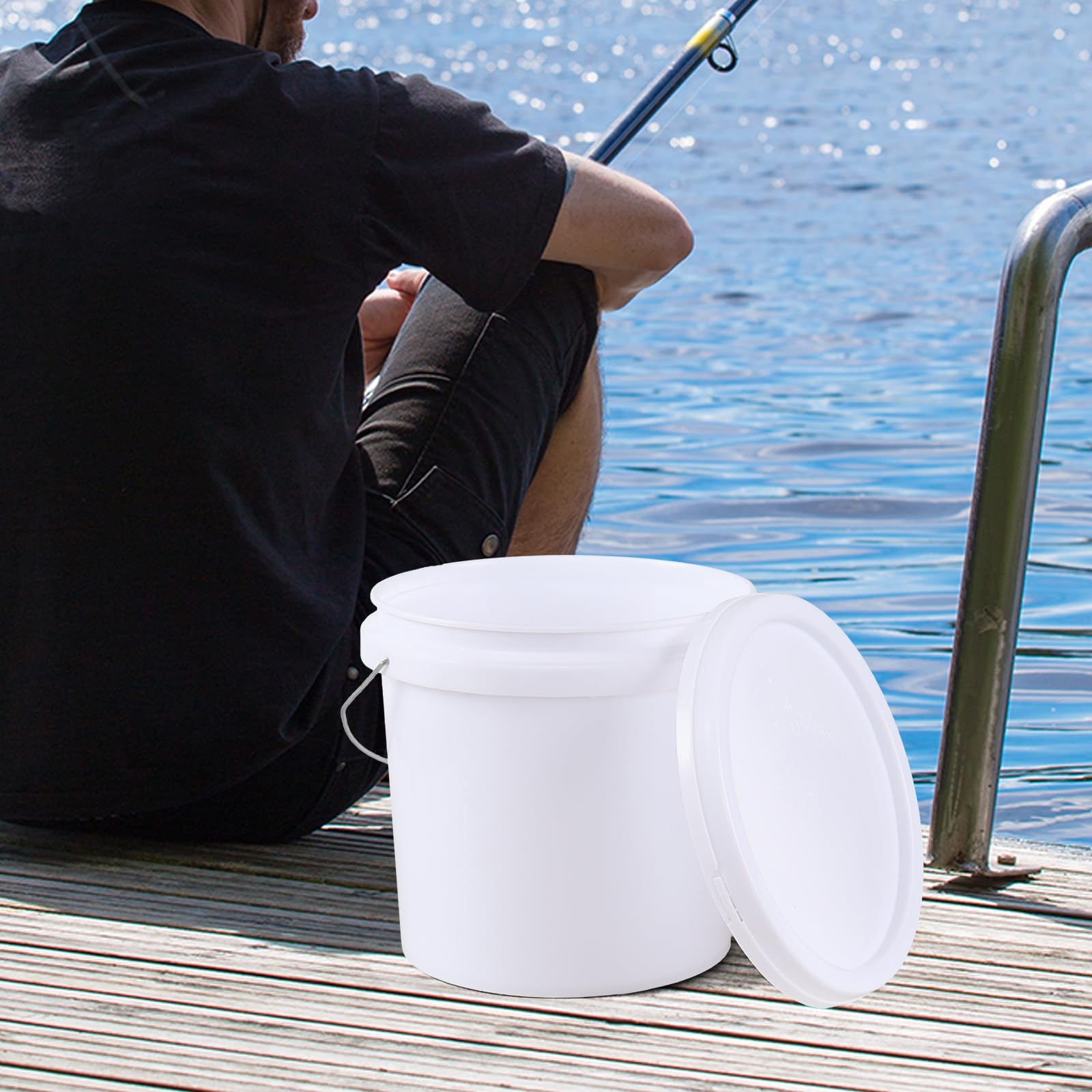 Farmoon 6 Packs 4 Gallon Food Grade Sealable Bucket, White Round Bucket With Lid