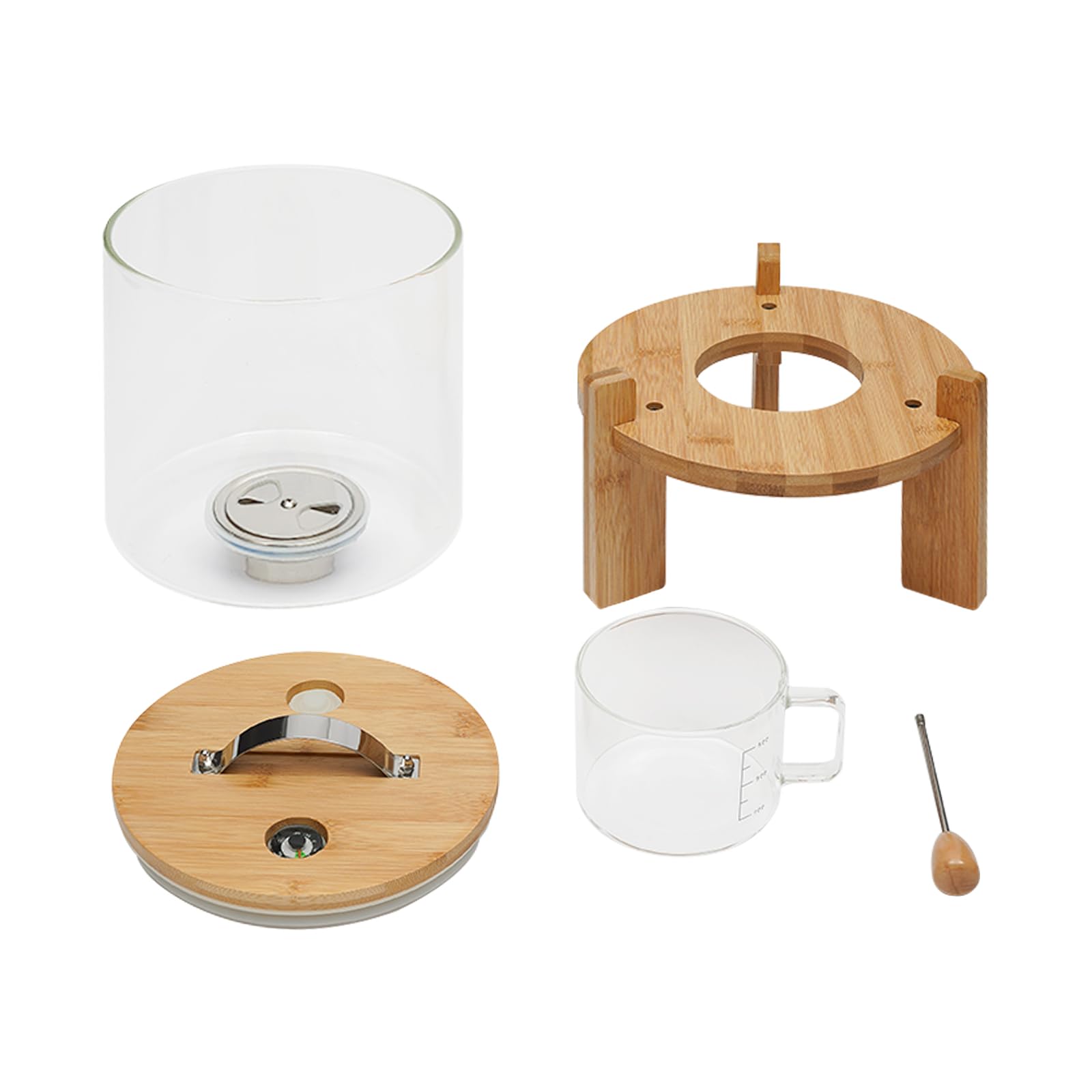 JUOPTGJ Cereal Storage Dispenser,Rice/Grain Dry Food Glass Container, Beans Storage Glass Tank With Valve,Home Flour Cereal Container with Bamboo Stand