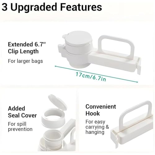 Curject Food Bag Sealing Clip with Pour Spout, Minimalist Style, Food Clip, 6.7"L x 1.1"W x 2.3"H