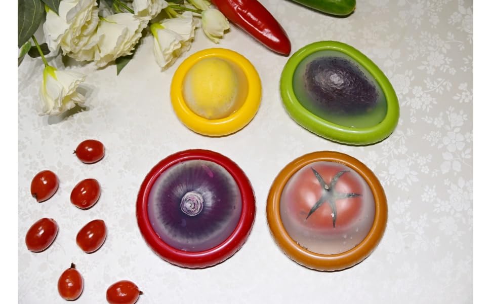 Generic Silicone Fruit Storage Containers For Fridge, Food Storage Containers Fruit And Vegetable Anti-Oxidation Storage Box Ideal For Garlic, Onions, Lemons, And Potatoes (Set Of 4)