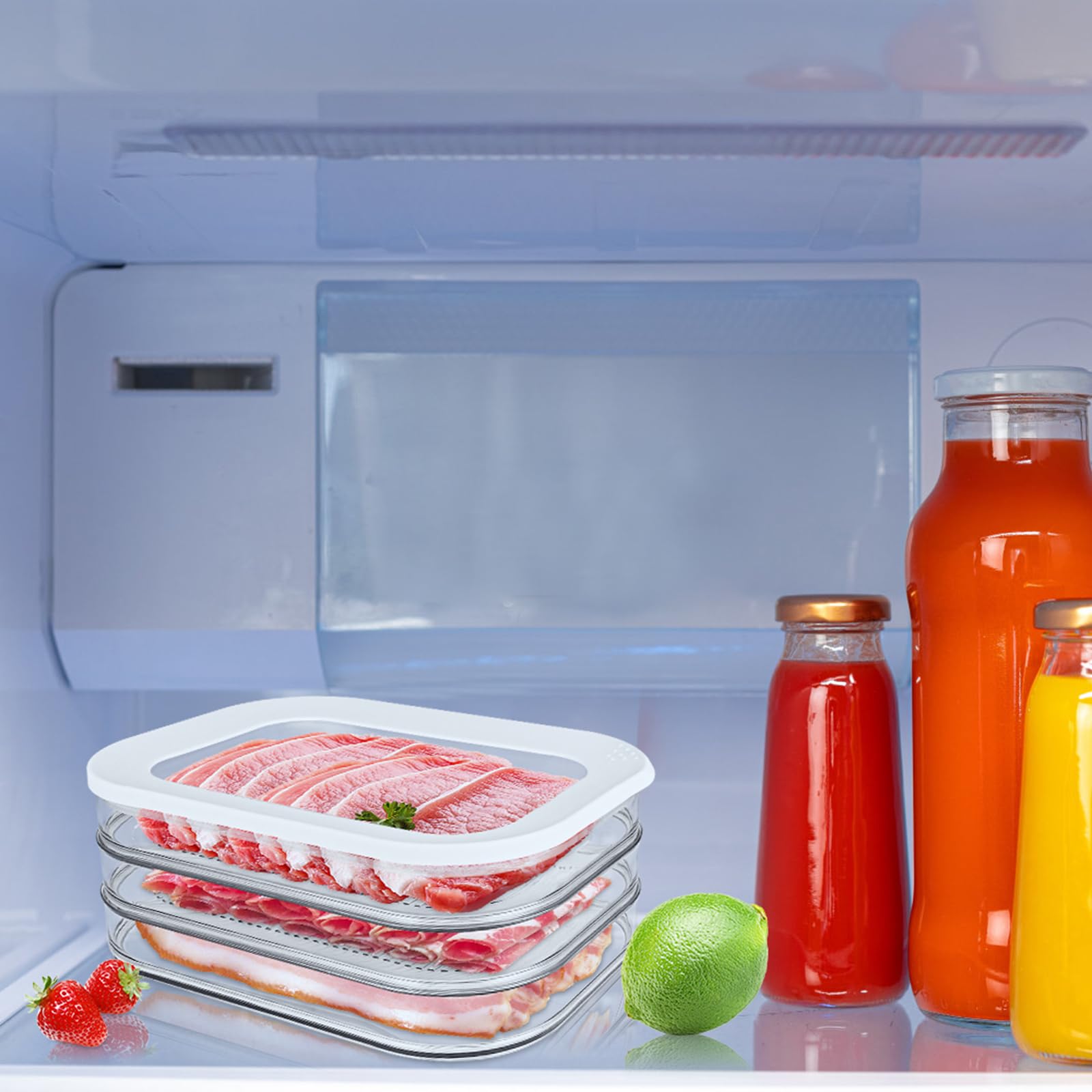 Deli Meat Container For Fridge - Refrigerator Organizers And Storage For Meat, 3pcs Storage Boxes With Lid For Salami, Deli Meat, Cold Cuts, Lunch Meat, Turkey, Bologna