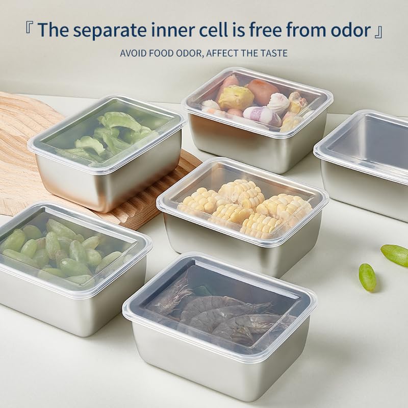 GIUOIDUO 10PC-LStainless Steel fresh- keeping container with cover refrigerator refrigerating container packing box garnish box outdoor picnic boxFood Storage