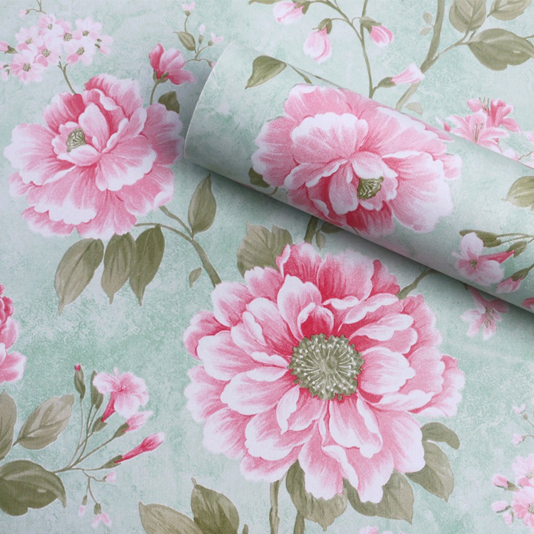 Self Adhesive Vintage Flower Shelf Liner Wall Paper Removable Floral Wallpaper for Cabinets Shelves Dresser Drawer Furniture Wall Sticker Arts and Crafts Decal (17.7x78.7 Inches)