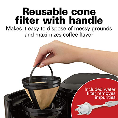 Hamilton Beach 12 Cup Programmable Front-Fill Drip Coffee Maker with Thermal Carafe, Auto Shutoff, 3 Brew Options, Black and Stainless Steel (46391)
