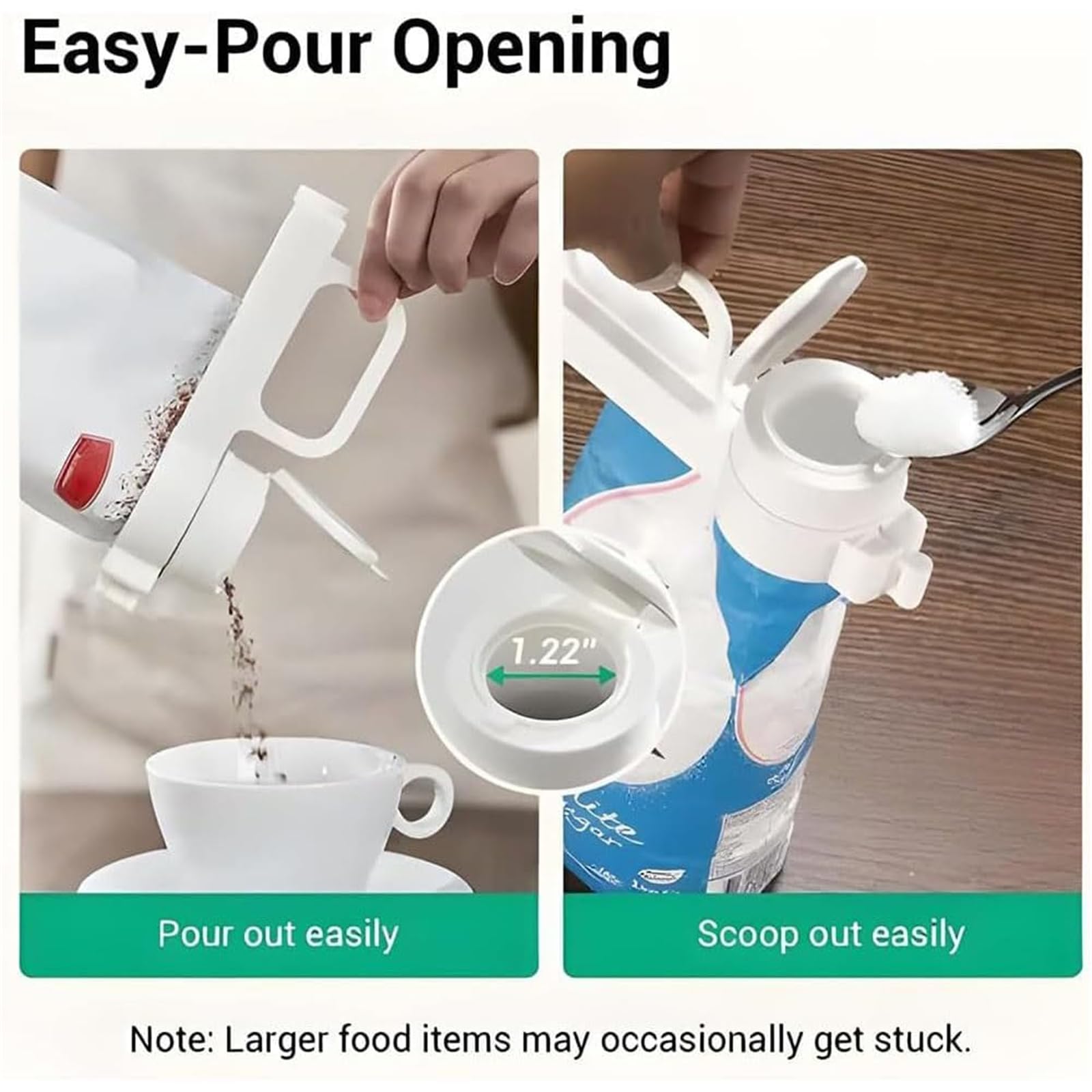 Grolomo Food Bag Sealing Clip With Pour Spout, Seal And Pour Bag Clip For Cereal, Snacks, And More (2pcs)