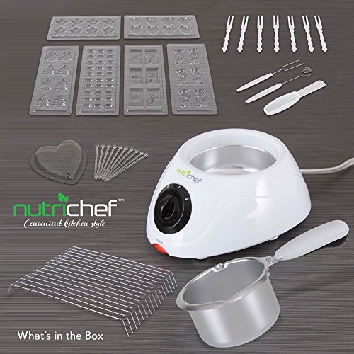 NutriChef Chocolate Melting Warming Fondue Set - 25W Electric Choco Melt / Warmer Machine w/ Keep Warm Dipping function & Removable Pot, Melts Chocolate, Candy, Butter, Cheese- PKFNMK14,White