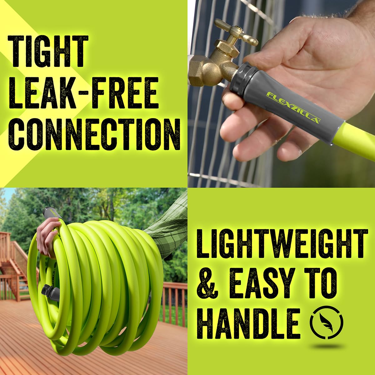 Flexzilla Garden Hose 5/8 in. x 100 ft., Heavy Duty, Lightweight, Drinking Water Safe, ZillaGreen - HFZG5100YW-E