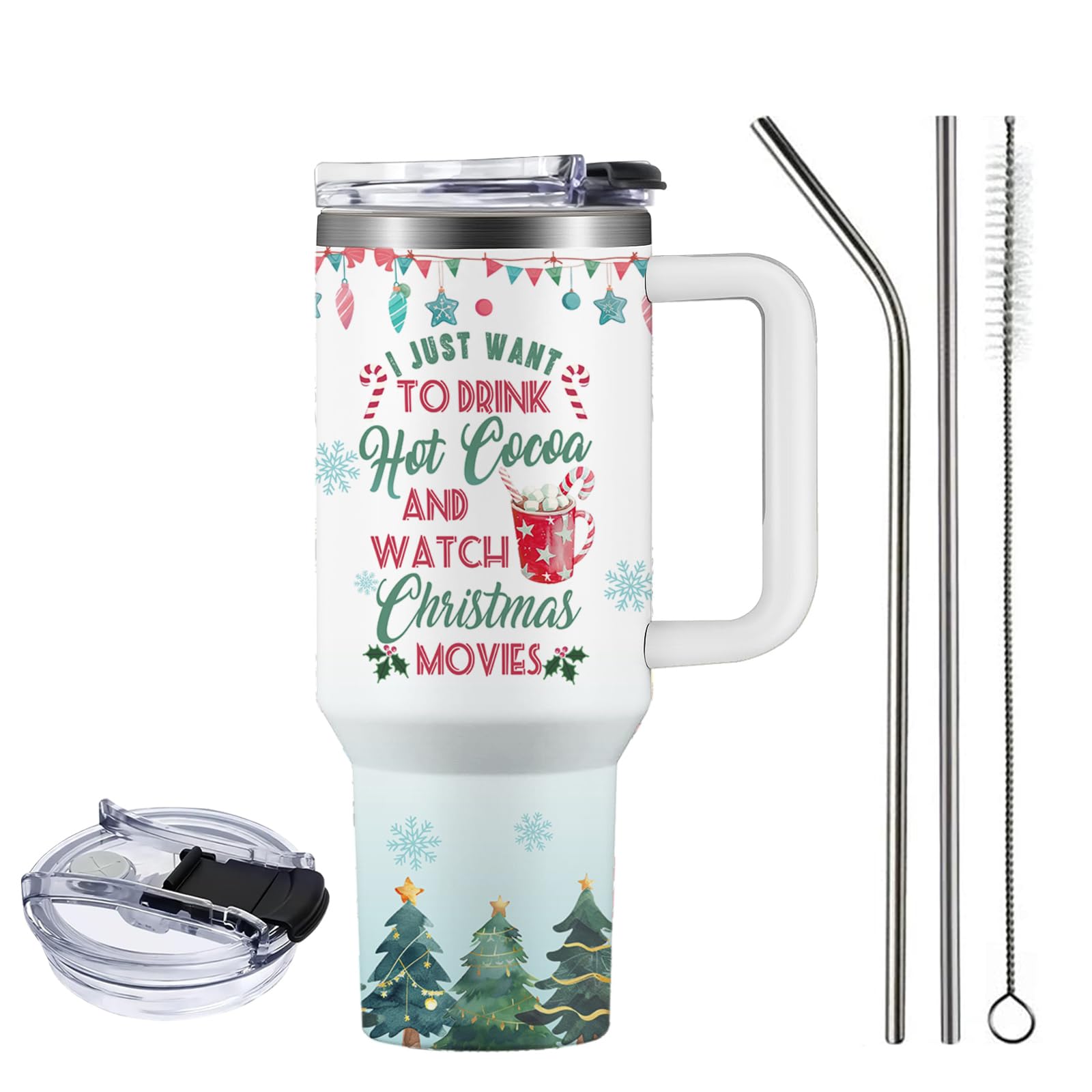 Christmas Nutcracker 40oz Tumbler with Handle and Straw, Nutcracker Gifts for Christmas Travel Mug, Nutcracker Ballet Gifts for Girl, Nutcracker Themed Mouse Soldier Gift for Holiday New Year