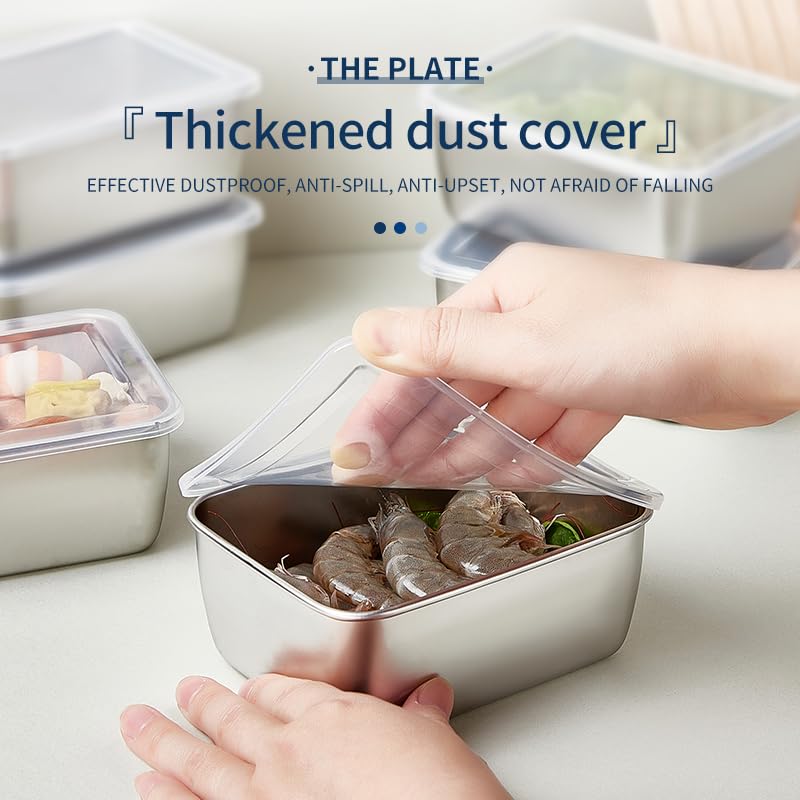 GIUOIDUO 10PC-LStainless Steel fresh- keeping container with cover refrigerator refrigerating container packing box garnish box outdoor picnic boxFood Storage