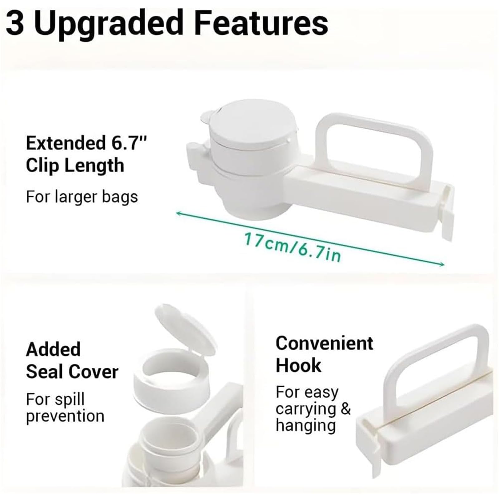 Grolomo Food Bag Sealing Clip With Pour Spout, Seal And Pour Bag Clip For Cereal, Snacks, And More (2pcs)