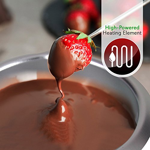 NutriChef Chocolate Melting Warming Fondue Set - 25W Electric Choco Melt / Warmer Machine w/ Keep Warm Dipping function & Removable Pot, Melts Chocolate, Candy, Butter, Cheese- PKFNMK14,White
