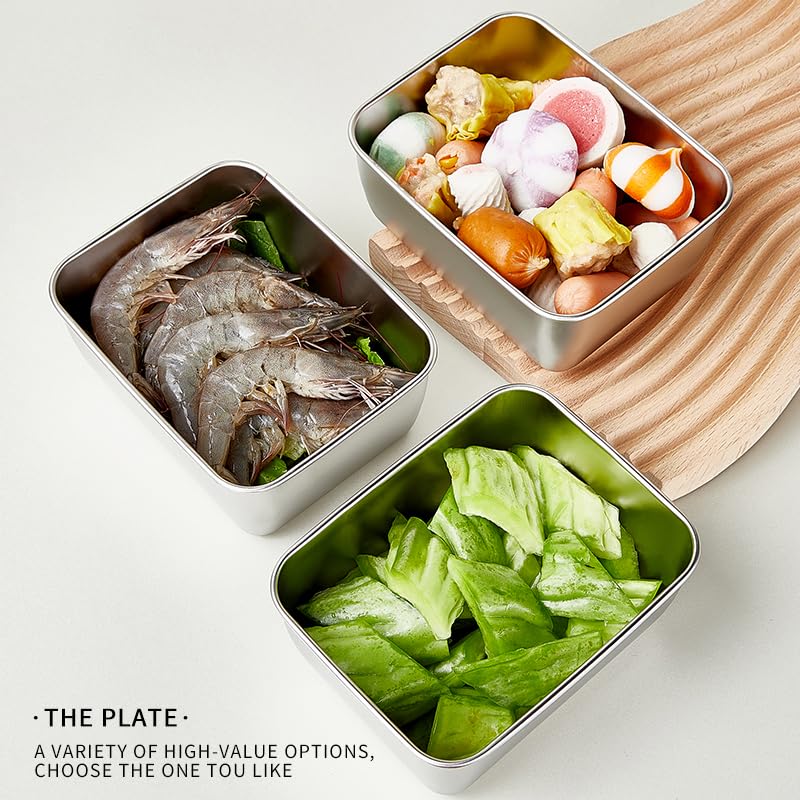 GIUOIDUO 10PC-LStainless Steel fresh- keeping container with cover refrigerator refrigerating container packing box garnish box outdoor picnic boxFood Storage