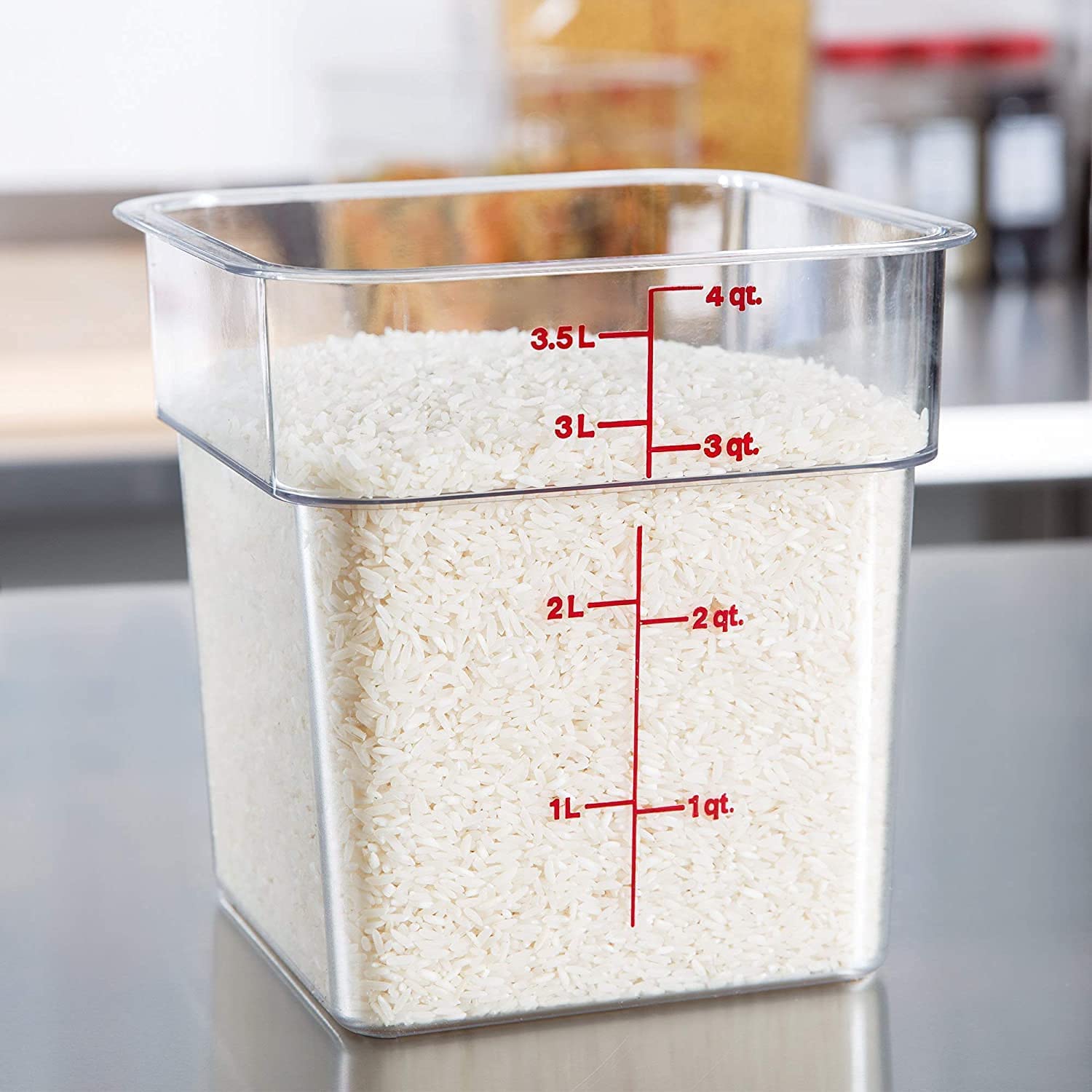 Lumintrail Cambro Polycarbonate Square Food Storage Containers 4 Quart With Lid - Pack of 2 - Food Organizers and Containers
