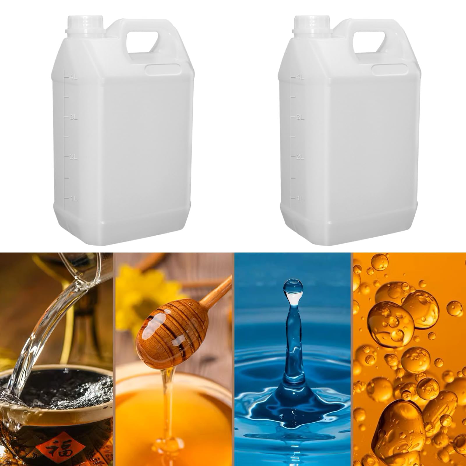 2 Packs 1 Gallon Clear Plastic Jugs with Lids, Square Empty Storage Container Plastic Jar Containers Water Jug Storage Containers with Portable Handle for Water, Sauces, Beverage, Soaps, Liquids