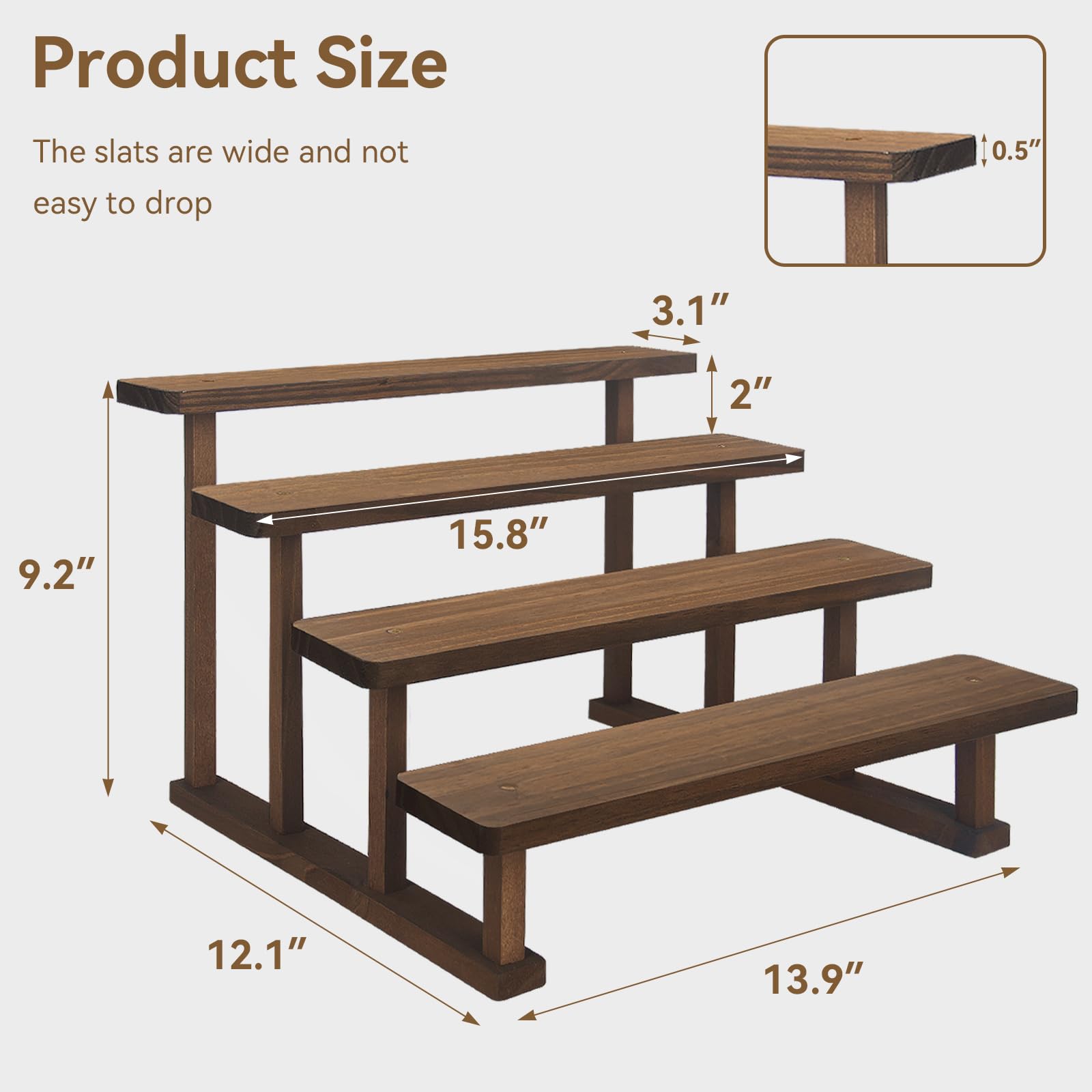 WEWLINE 4 Tier Wooden Display Riser Stand,Cupcake Display Shelf Tabletop Spice Rack for Party,Kitchen,Perfume,Fragrance,Vendors event
